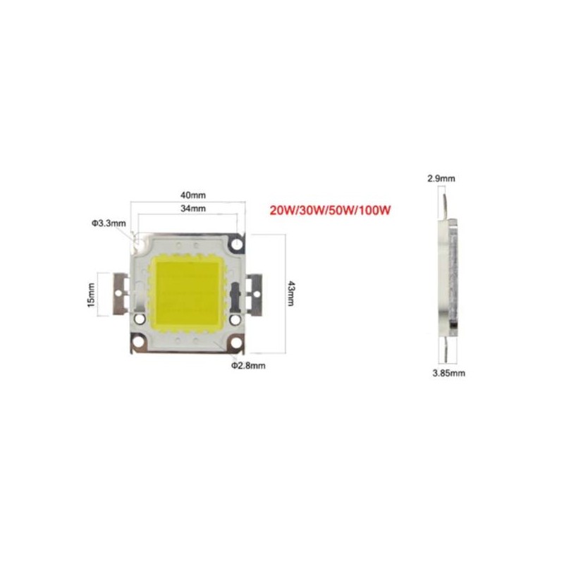 Led De Alta Potencia 20w 30 36v 6000 6500k Luz Blanco Frío
