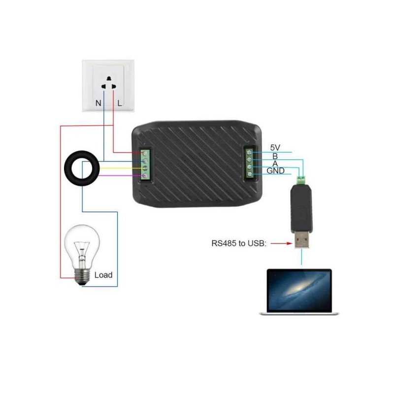 PZEM-016 WATIMETRO MEDIDOR DE ENERGÍA AC CON USB RS485