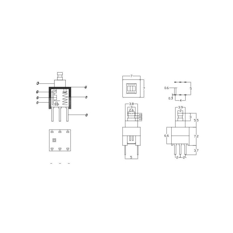MICRO SWITCH 7X7MM 6 PINES PUSH PULSADOR