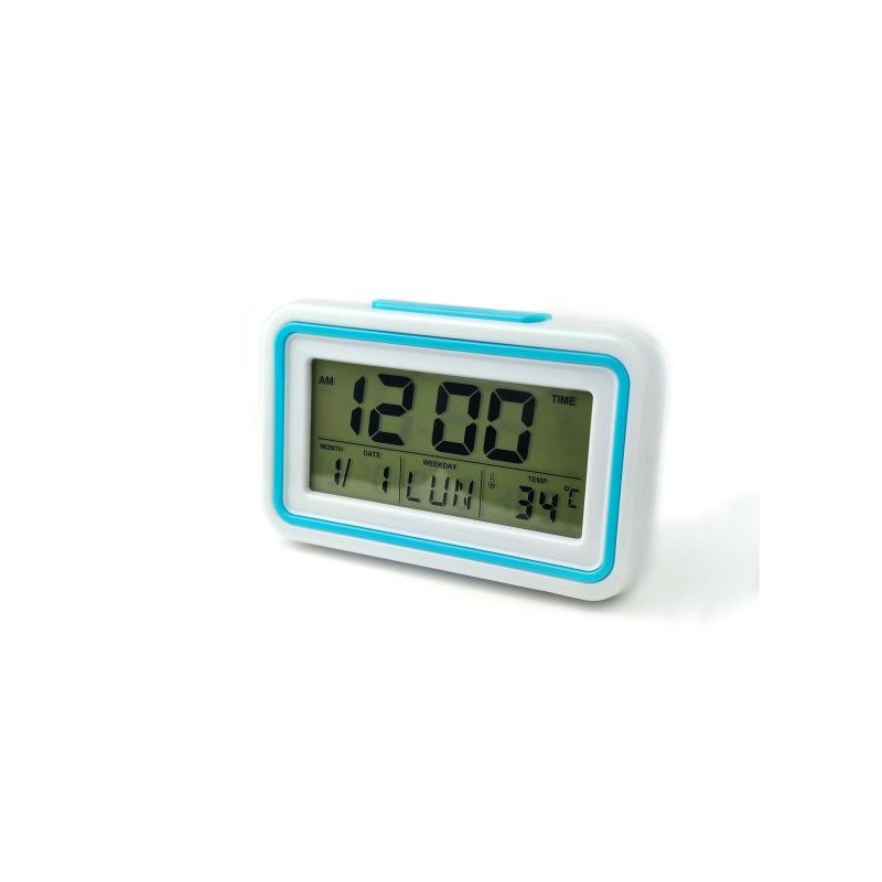 RELOJ DIGITAL CON ALARMA TEMPERATURA Y HUMEDAD - AZUL -8
