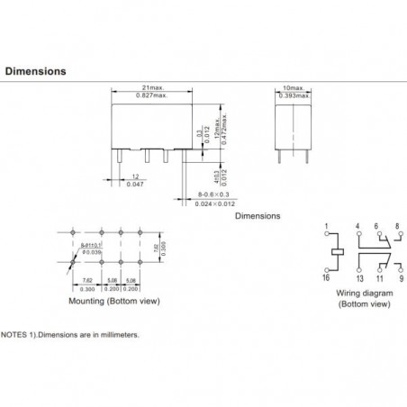 RELAY RELE RELEVO 12V 8PIN JRC-19F-12VDC-0.2W DOBLE