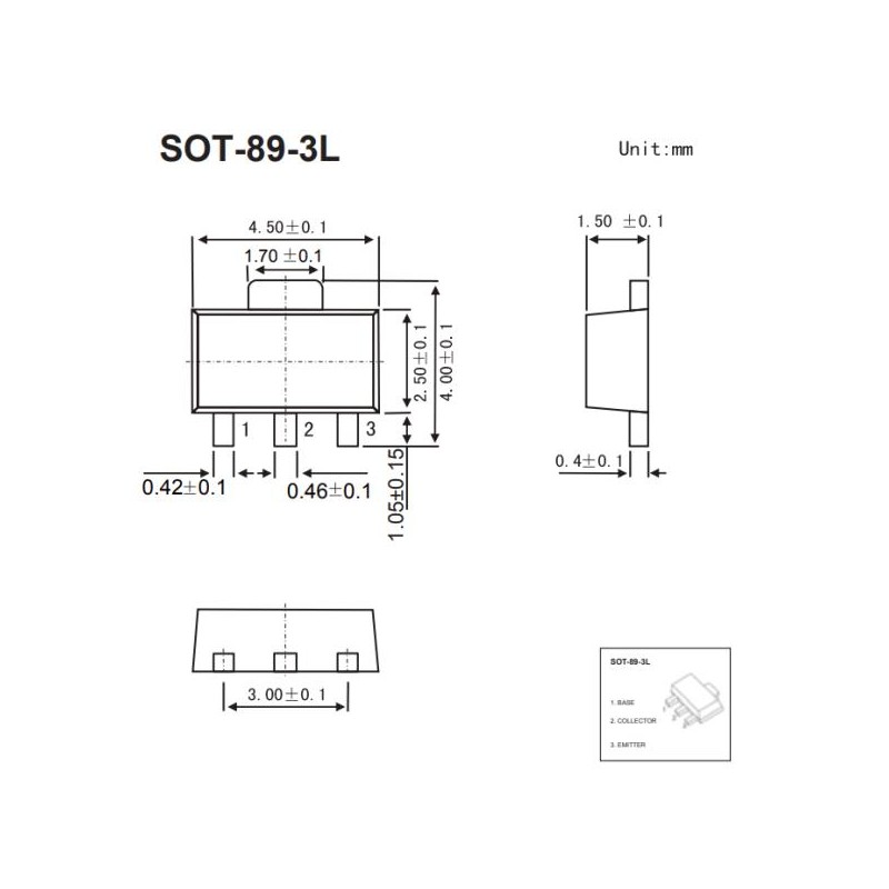 2SD882 SMD TRANSISTOR NPN SOT89 30V 3A -12