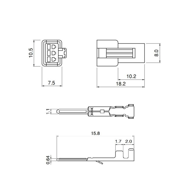 CONECTOR JST SM 2.5MM MACHO 3 PINES + ESPADINES