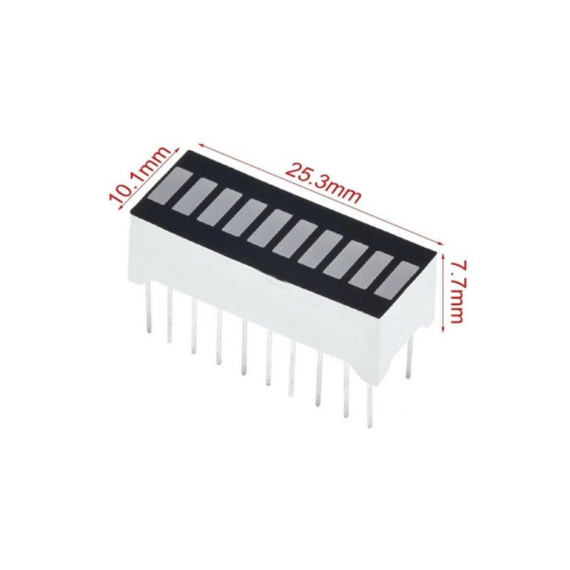 BARRA DISPLAY LED 10 SEGMENTOS COLOR VERDE