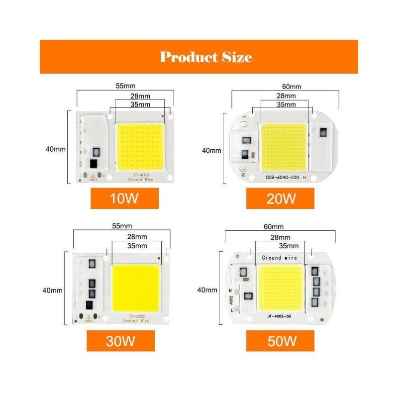 LED COB ALTA POTENCIA 25W 220VAC LUZ BLANCO FRÍO