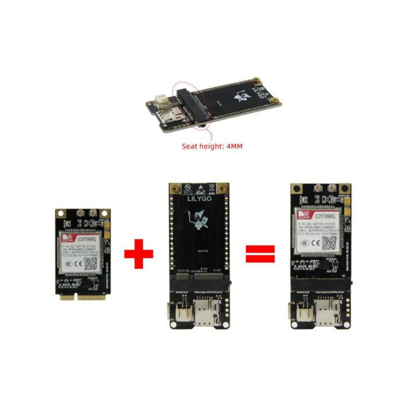 KIT T-INTERNET ESP32 LAN + SIM7000G PCIE + ANTENAS GPS 4G