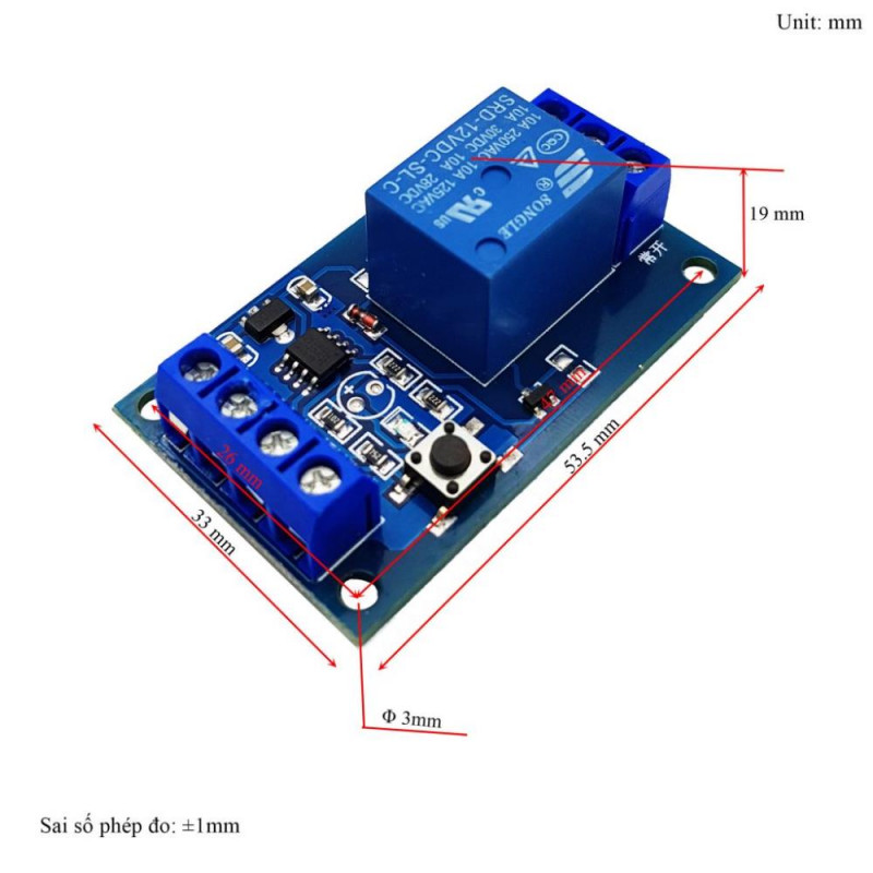 MODULO RELE 1CH BIESTABLE 12V BOTON DE ARRANQUE CON ENGANCHE