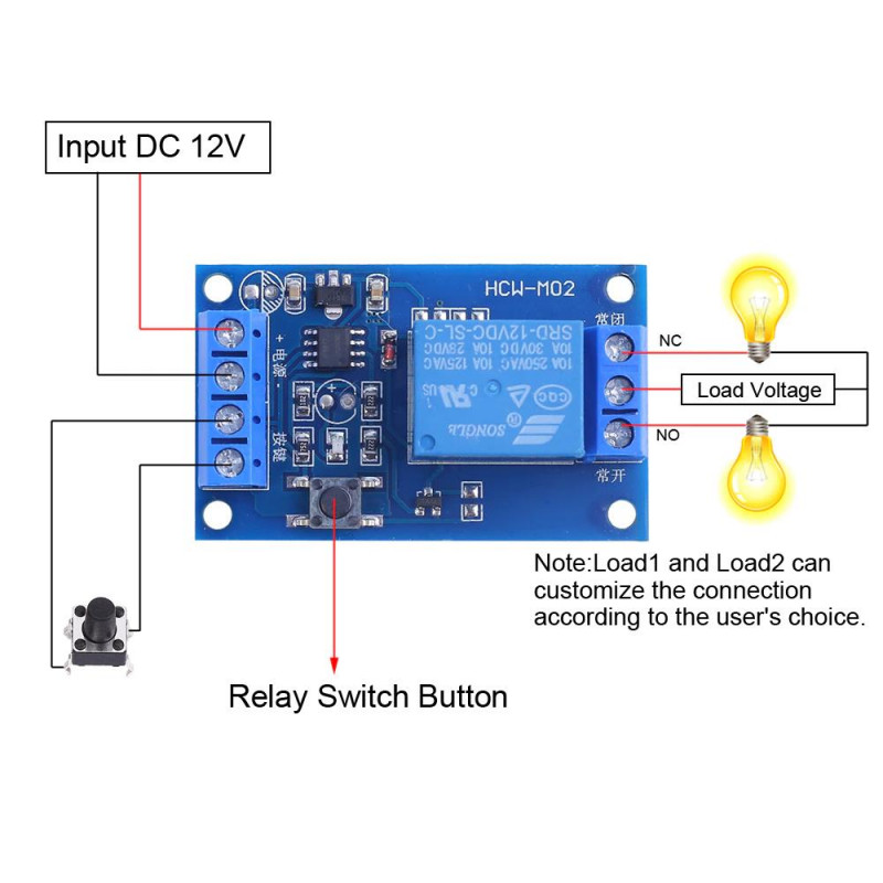 MODULO RELE 1CH BIESTABLE 12V BOTON DE ARRANQUE CON ENGANCHE