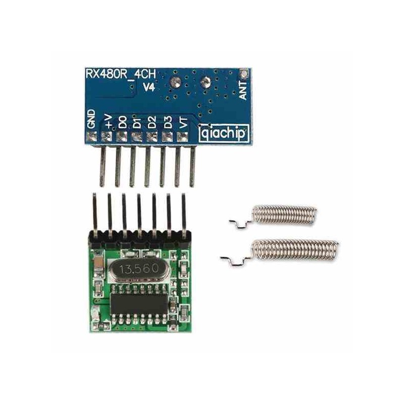 MODULOS RF RECEPTOR RX480-E4 TRANSMISOR TX118SA-4 Y ANTENAS