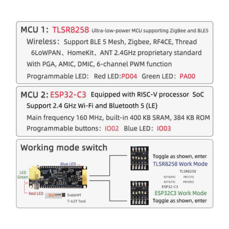 KIT MODULO ESP32 C3 T-ZIGBEE PA WIFI + T-U2T PROGRAMADOR