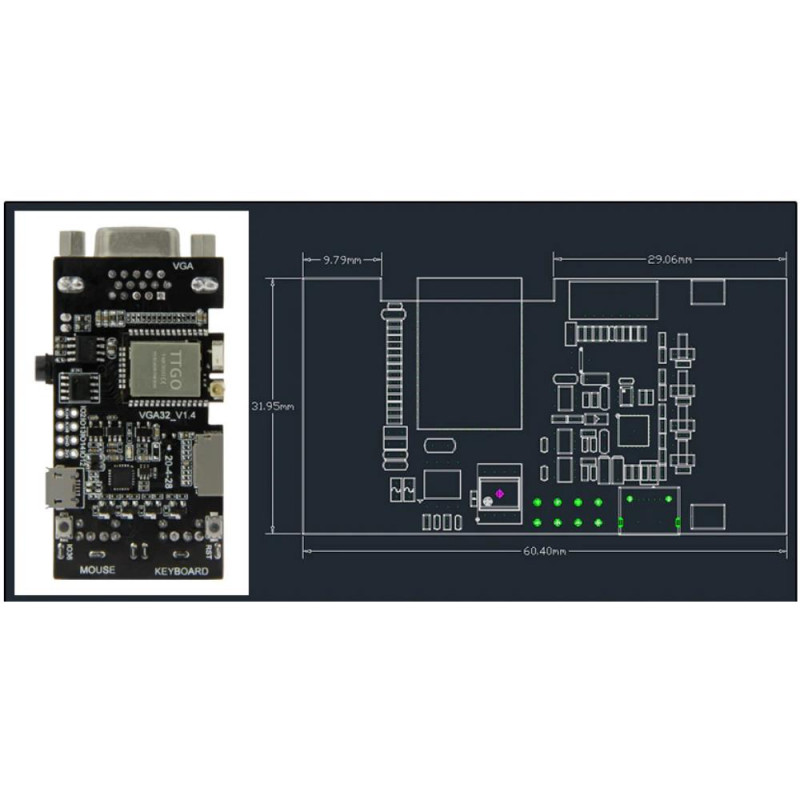 MODULO ESP32 TTGO VGA ENTRADA DE TECLADO MOUSE MONITOR