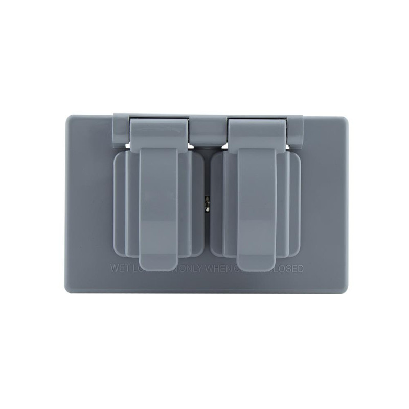 TAPA PARA TOMACORRIENTE INTEMPERIE DOBLE GRIS