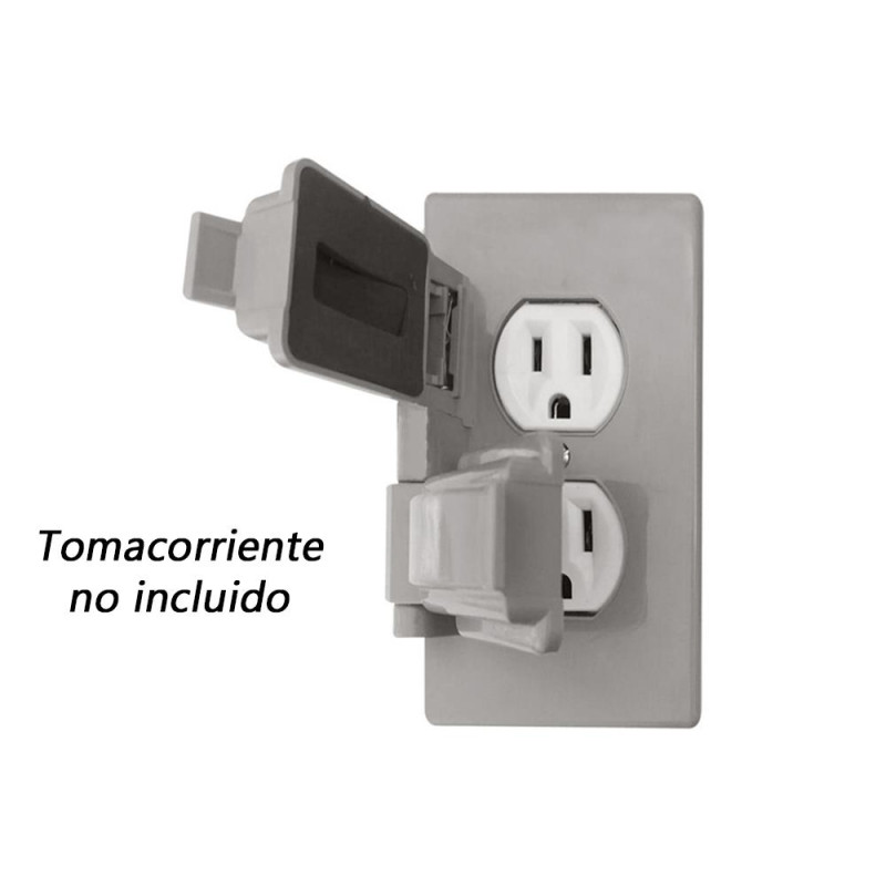 TAPA PARA TOMACORRIENTE INTEMPERIE DOBLE GRIS