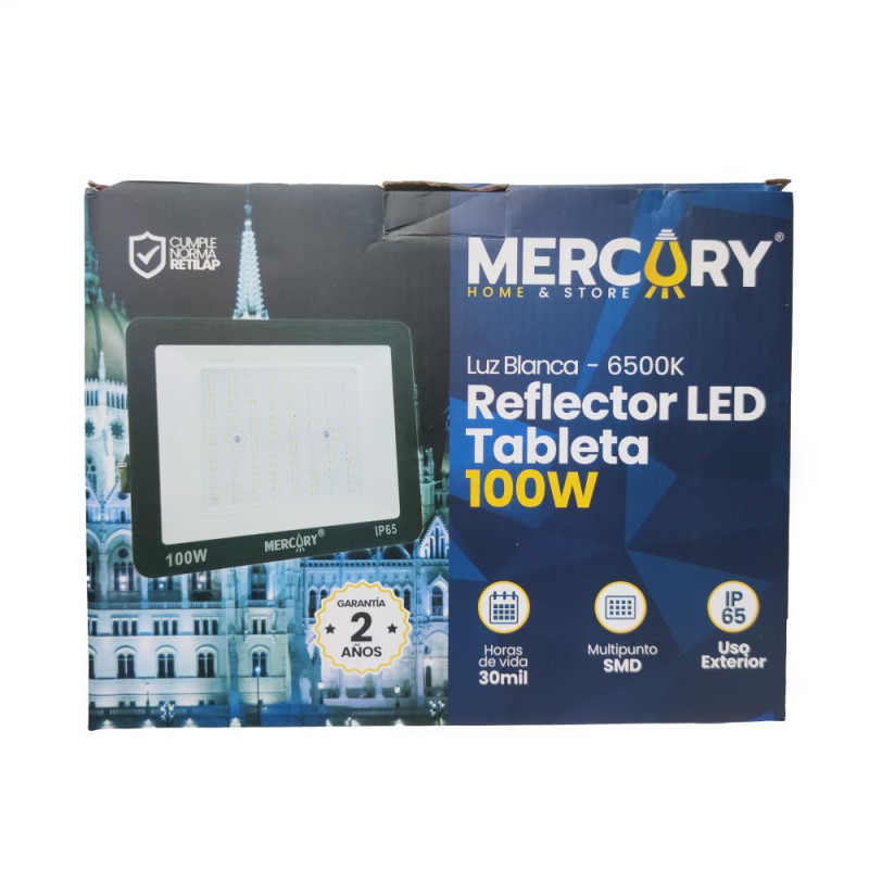 REFLECTOR LED TABLETA 100W LUZ BLANCA 6500K IP65 110V 220V