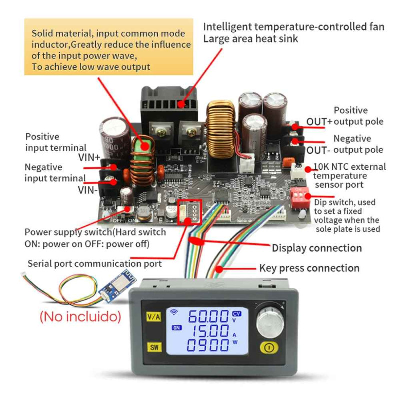 XY6020L FUENTE VOLTAJE ESTABILIZADO CNC REDUCTOR 20A 1200W