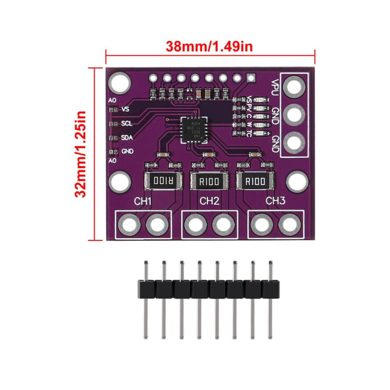 INA3221 MONITOR CORRIENTE VOLTAJE SENSOR I2C 3 CANALES