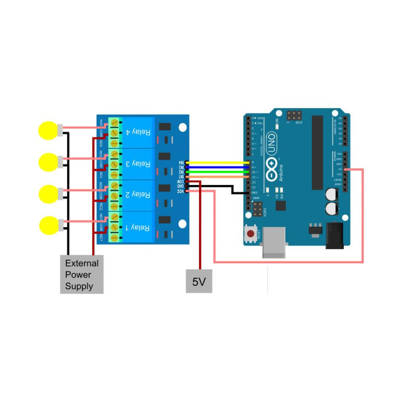 MODULO RELE DE 4 CANALES 5V CON OPTOACOPLADOR