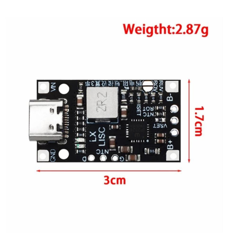 BMS 2S CARGADOR BATERIA 18650 SERIE BALANCEADO USB TIPO C