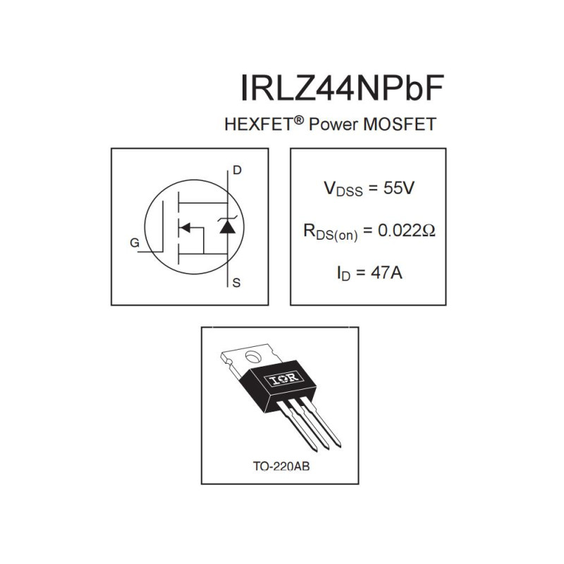 IRLZ44N TRANSISTOR MOSFET CANAL N 55V 47A TO220