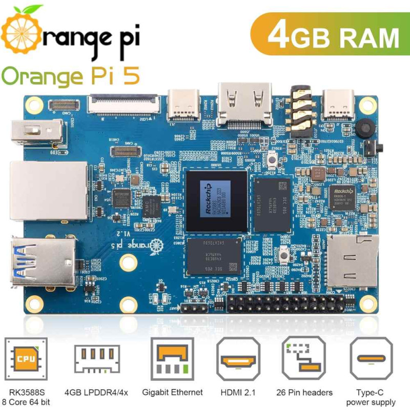 ORANGE PI 5 4GB RAM 8 NUCLEOS MINI PC COMO RASPBERRY