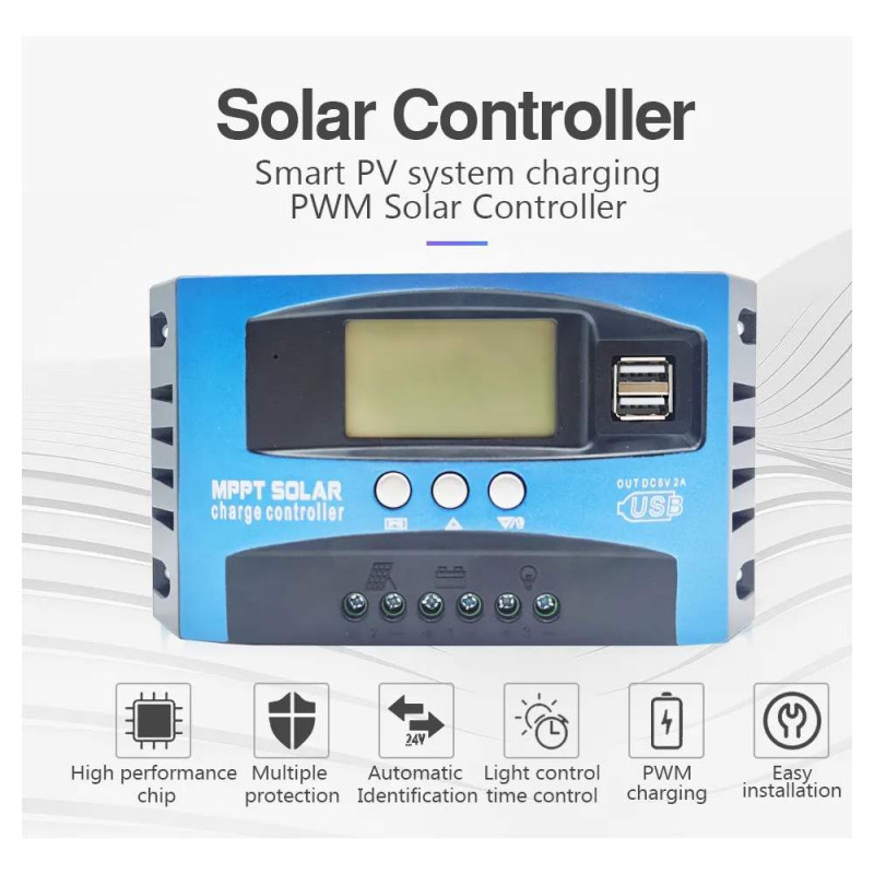 CONTROLADOR SOLAR MPPT 12V 24V 100A CARGA PANEL BATERIA