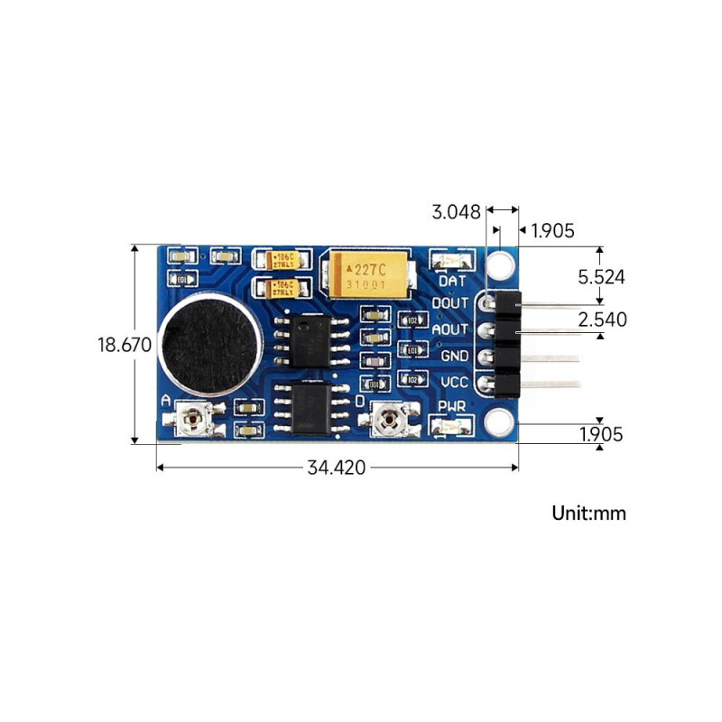 MODULO SENSOR DE SONIDO LM386 DETECTOR CON MICROFONO