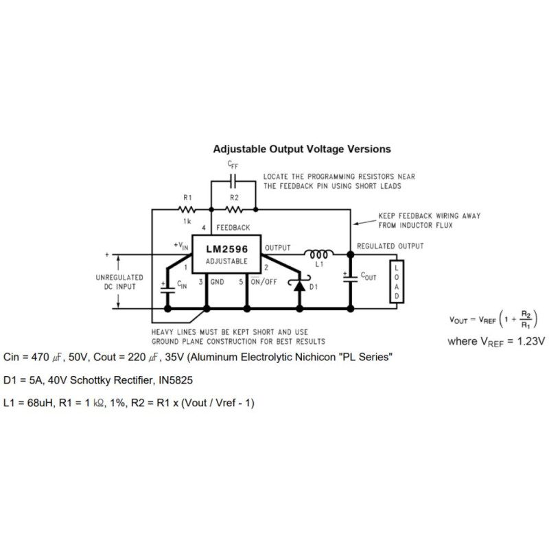 LM2596T ADJ REGULADOR DE VOLTAJE VARIABLE 3A TO220 AJUSTABLE