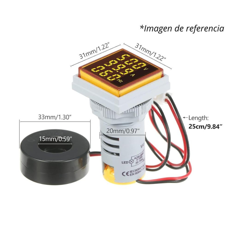 VOLTIMETRO AMPERIMETRO AC 380V 100A MEDIDOR FRECUENCIA ROJO