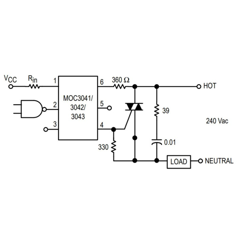MOC3041 OPTOACOPLADOR PARA TRIAC OPTOTRIAC CRUCE POR CERO