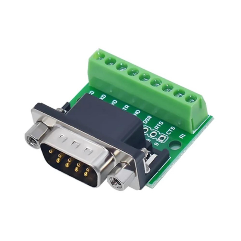 CONECTOR DB9 MACHO ADAPTADOR BORNERA PCB SERIE RS232 RS485