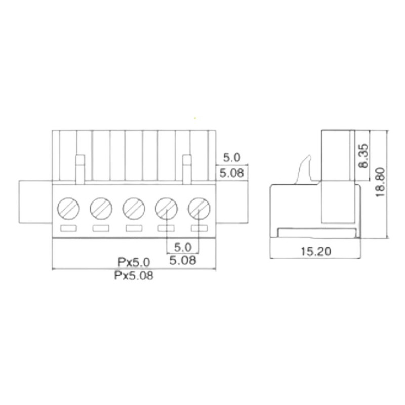 BORNERA 5.08 6 PINES HEMBRA CON TORNILLO TERMINAL ENCHUFABLE