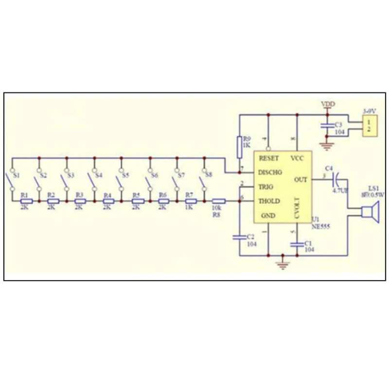 SET CIRCUITO PIANO ELECTRONICO NE555 PROYECTO DIY ENSAMBLAR