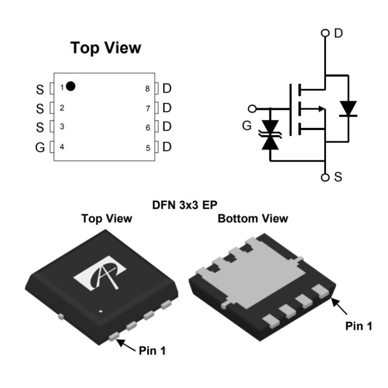 AON7409 TRANSISTOR MOSFET CANAL P SMD 30V 32A