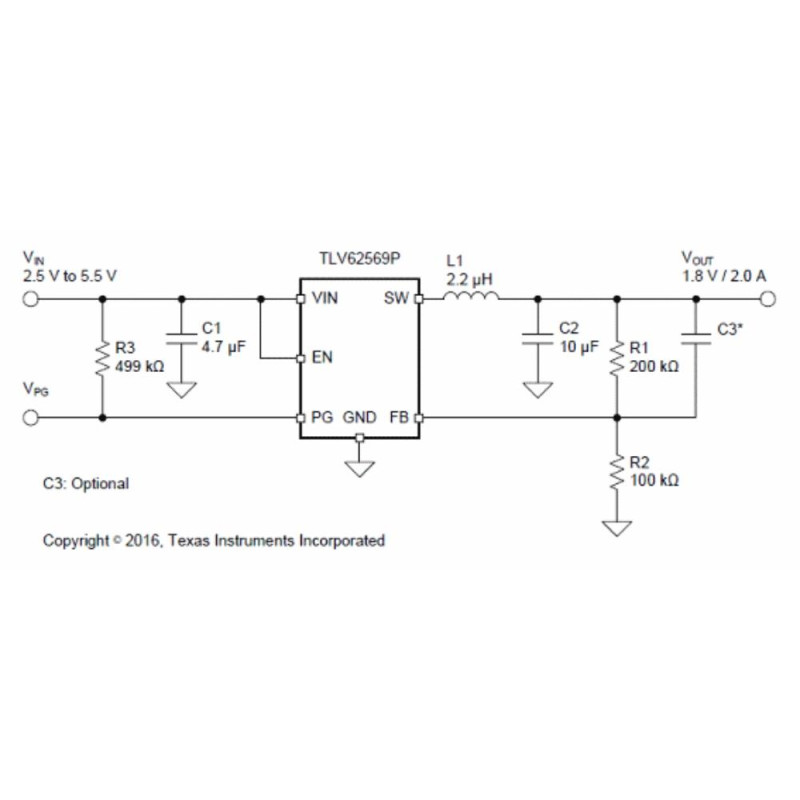 TLV62569 CONVERTIDOR REDUCTOR 3.3V 1A REGULADOR 16AF