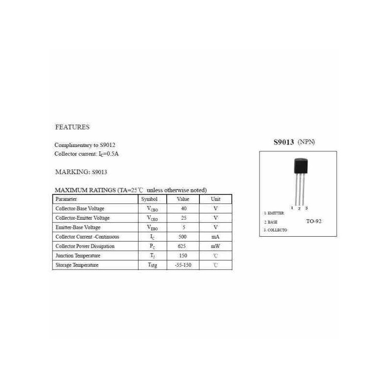 S9013 TRANSISTOR NPN
