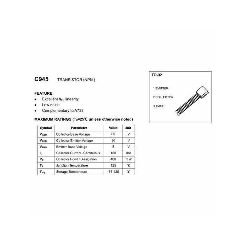 TRANSISTOR NPN C945 TO-92-40