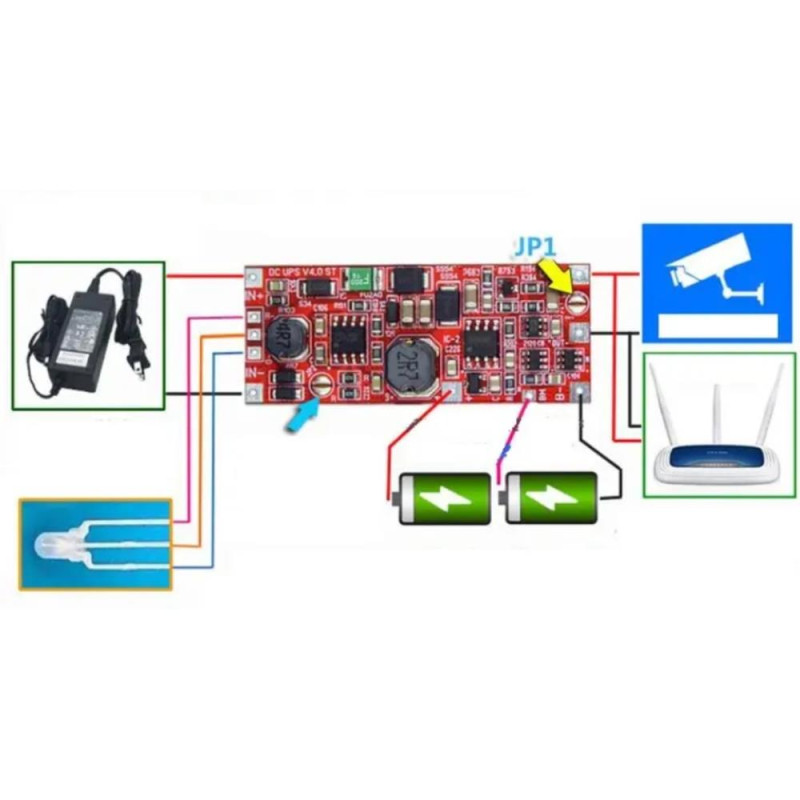 MODULO BOARD UPS 12V 15V 24W ELEVADOR CARGADOR BATERIA 2S