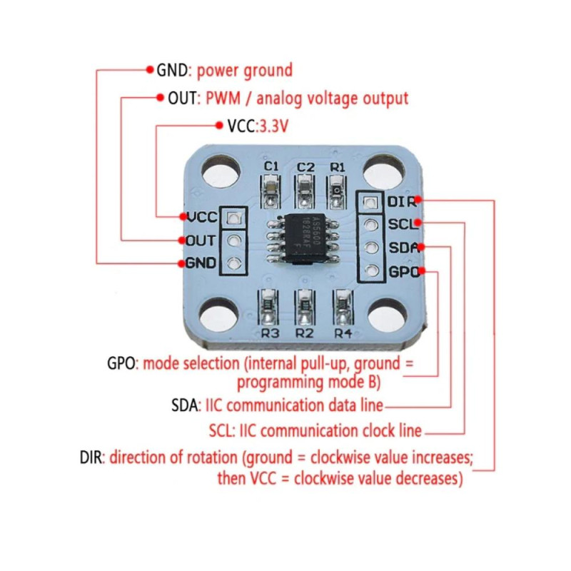AS5600 ENCODER MAGNETICO SENSOR ANGULO HALL 12 BITS