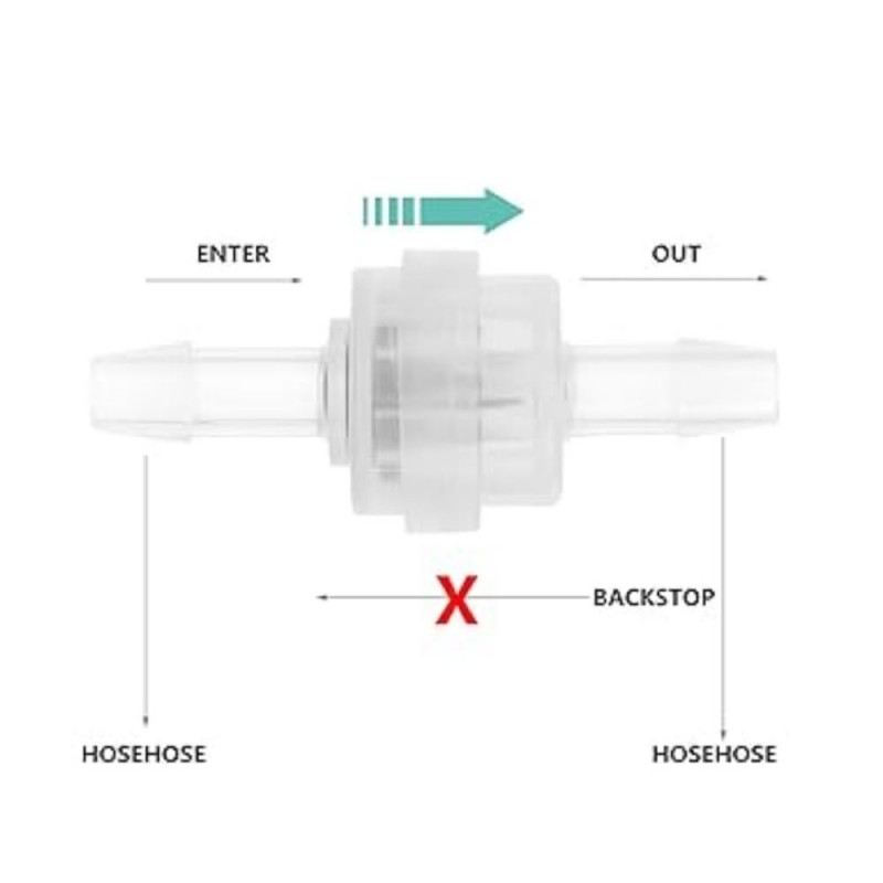 VALVULA CHEQUE 6MM PLASTICA ANTIRETORNO CHECK DE AGUA GAS