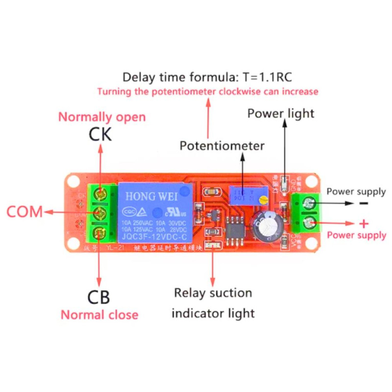 MODULO TEMPORIZADOR RELE 12V 555 RETARDO TIEMPO TIMER 1MIN