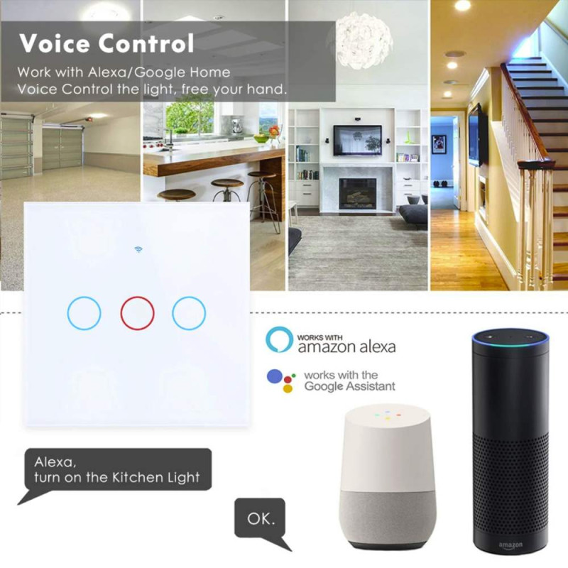 INTERRUPTOR INTELIGENTE TUYA TRIPLE SMART SWITCH WIFI BLANCO