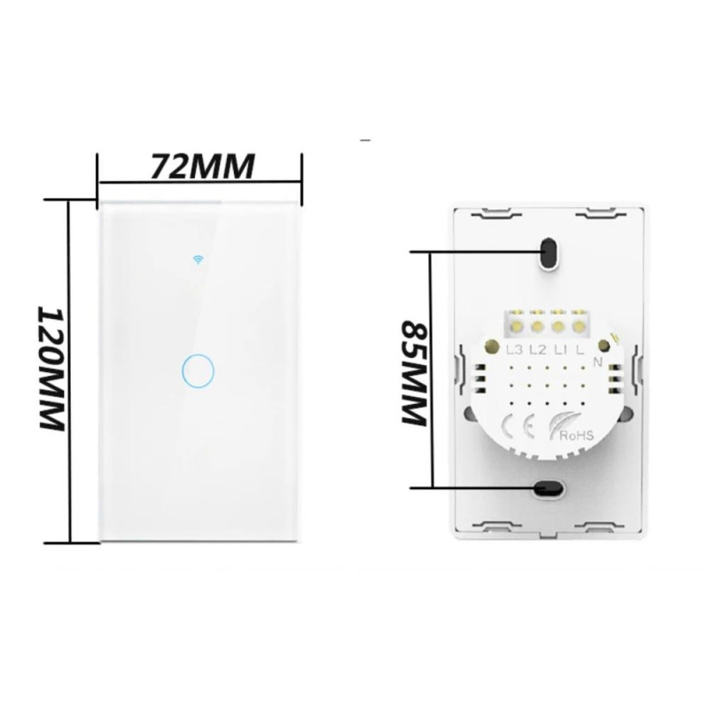 INTERRUPTOR INTELIGENTE TUYA TRIPLE SMART SWITCH WIFI BLANCO