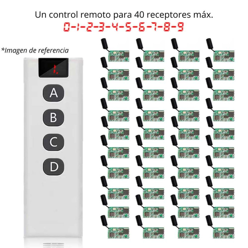 CONTROL REMOTO RF 433 40 CANALES EN 1 1527 4 BOTONES