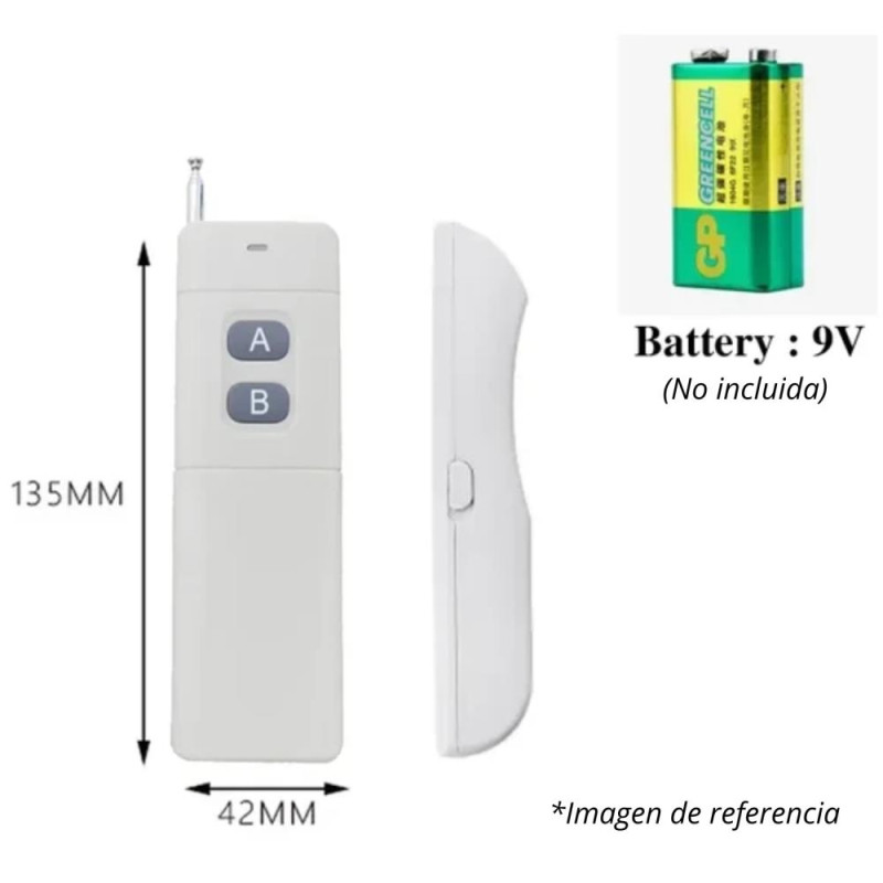CONTROL REMOTO RF 433MHZ 2CH LARGO ALCANCE 200-3000M 1527