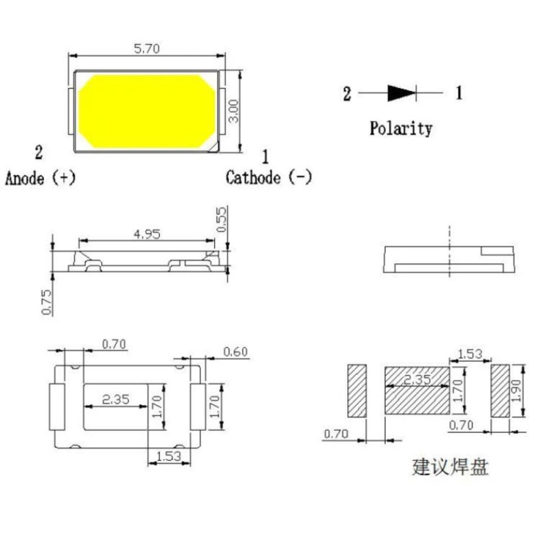 LED BLANCO CÁLIDO SMD 5730 DIFUSO