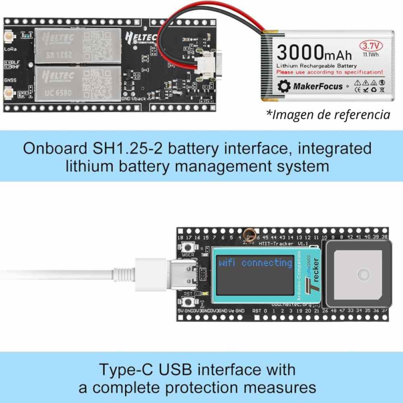 MODULO ESP32 WIFI + LORA 433 + GPS + DISPLAY OLED USB TIPO C