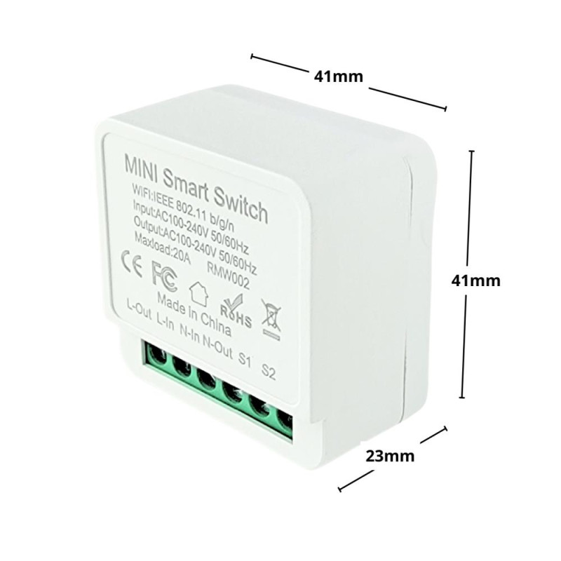 MINI SMART SWITCH TUYA RELE 20A WIFI COMPATIBLE ALEXA VOZ