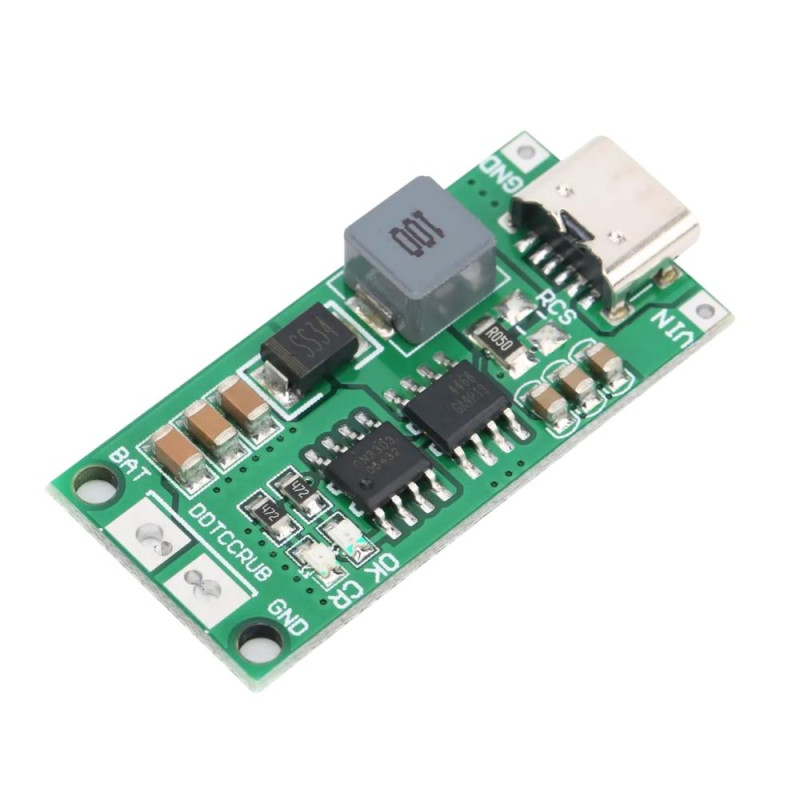 CARGADOR BATERIA 18650 LITIO USB TIPO C SERIE 2S 1A