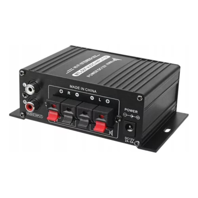 KIT AMPLIFICADOR AUDIO ESTEREO 100W MOTO + FUENTE + CABLE