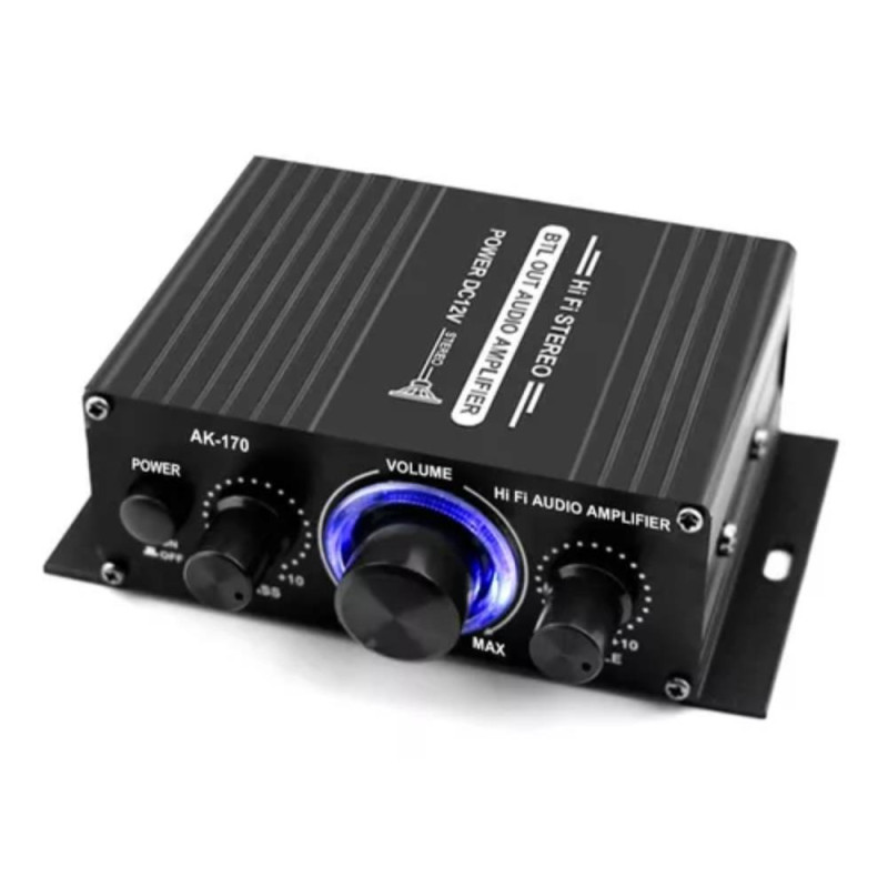 KIT AMPLIFICADOR AUDIO ESTEREO 100W MOTO + FUENTE + CABLE